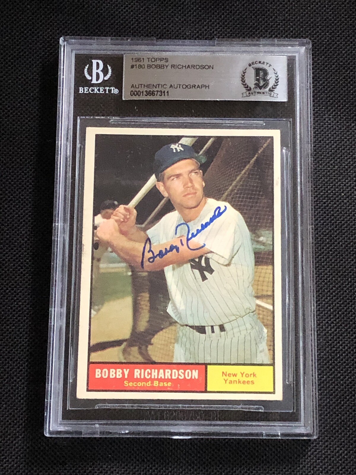 BOBBY RICHARDSON 1961 TOPPS SIGNED AUTOGRAPHED CARD BECKETT BAS ...
