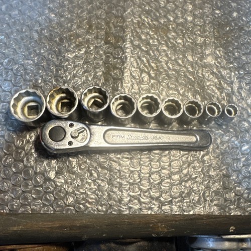 Snap On Vintage SAE Socket Set - 3/8 Drive-12 Point F Series-With F71M Ratchet🔥 | eBay