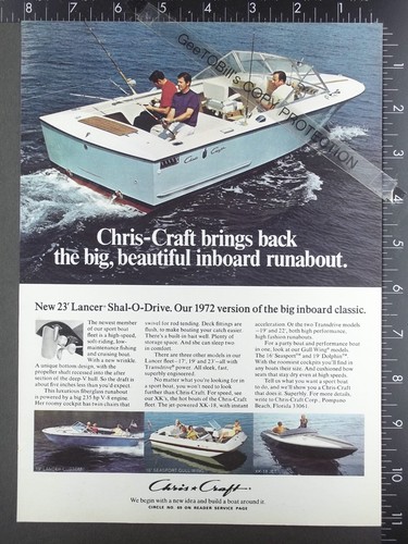1972 ADVERTISEMENT for Chris Craft 23 Lancer & 19 Custom, XK-18 Jet 16 ...