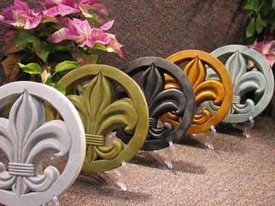 Cast Stone Concrete Cement Fleur De Lis Stepping Stone Outdoor Garden ...