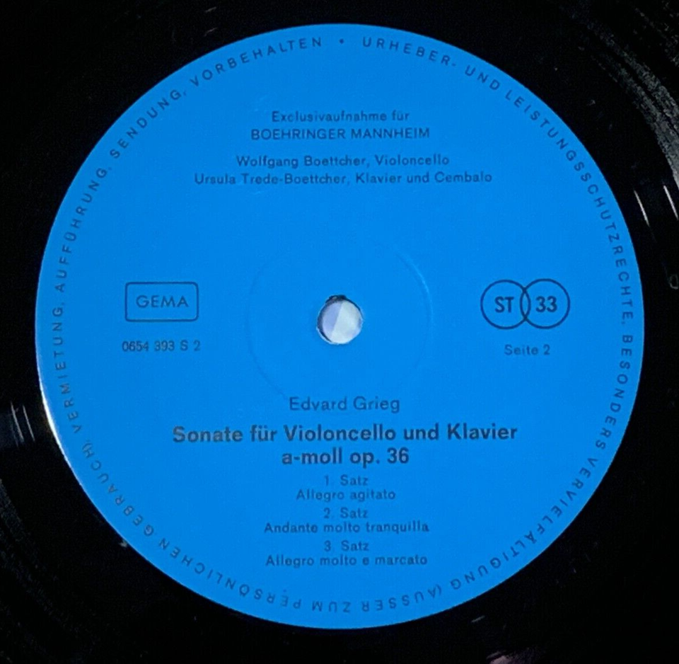 WOLFGANG BÖTTCHER & URSULA TREDE-BÖTTCHER Cello Recital Private Stereo ...