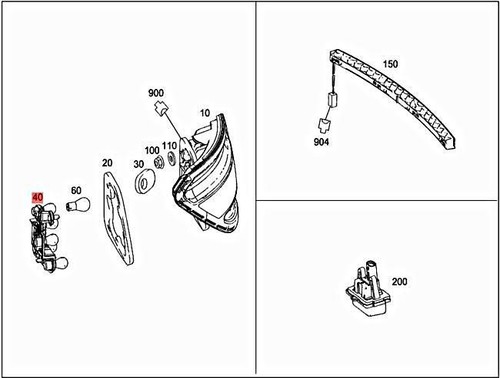 Genuine MERCEDES BBDC C204 W204 Right Bulb mount 2048202577 | eBay
