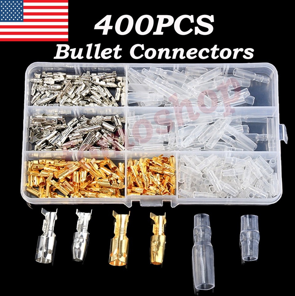 400/1200Pcs Male & Female Bullet Electrical Wire Connectors Crimp ...