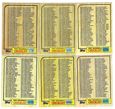 1987 Topps Baseball Checklist Set (6) Plus Extras Umarked NM-MT | eBay