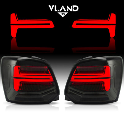 VLAND Pair LED Rear Lights for VW Polo 6R 6C 2011-2017 Tinted Taillight ...