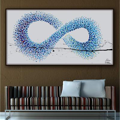 Abstract Painting 55" Infinity Symbol, Original artwork, Relaxing blue ...