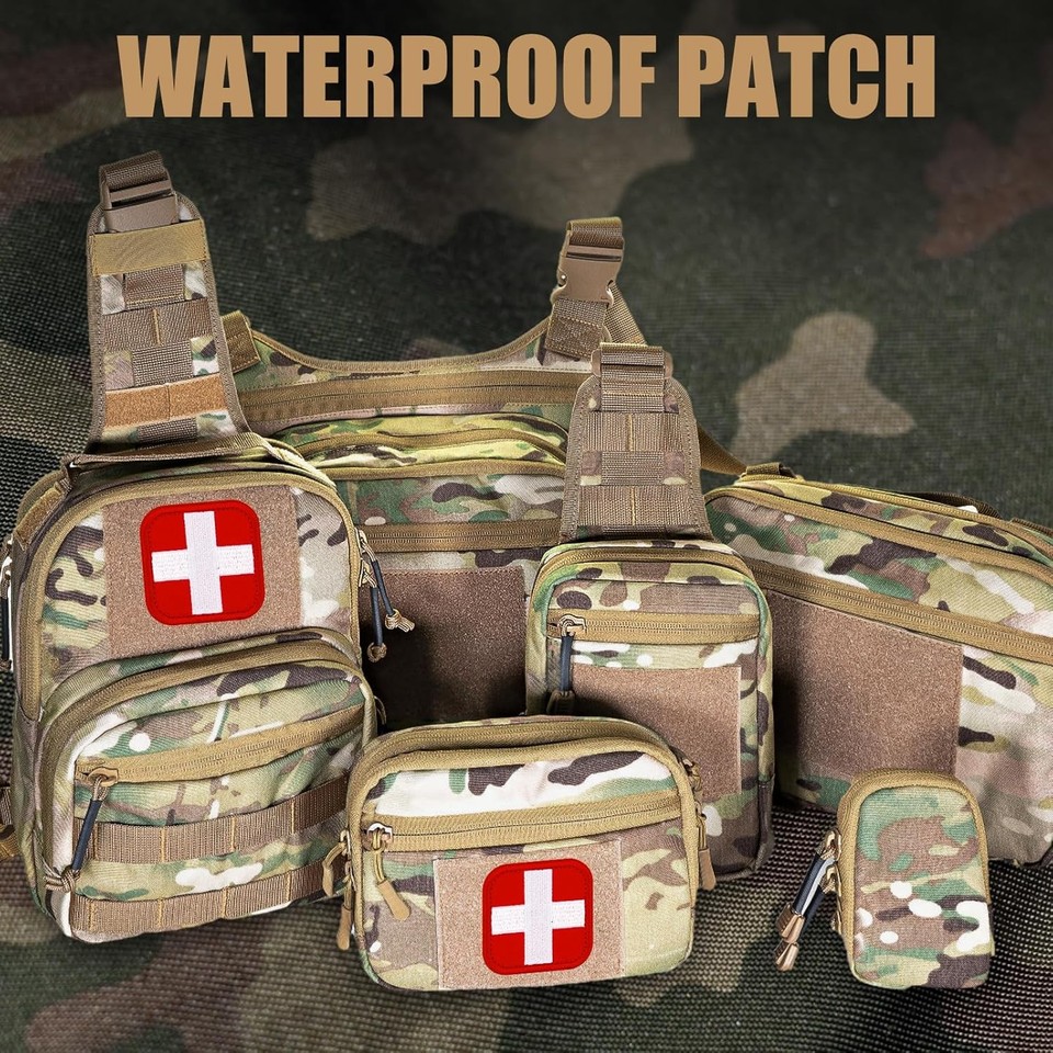 3PCS Medic First Aid Patches Red Cross Tactical Hook & Loop Emergency ...