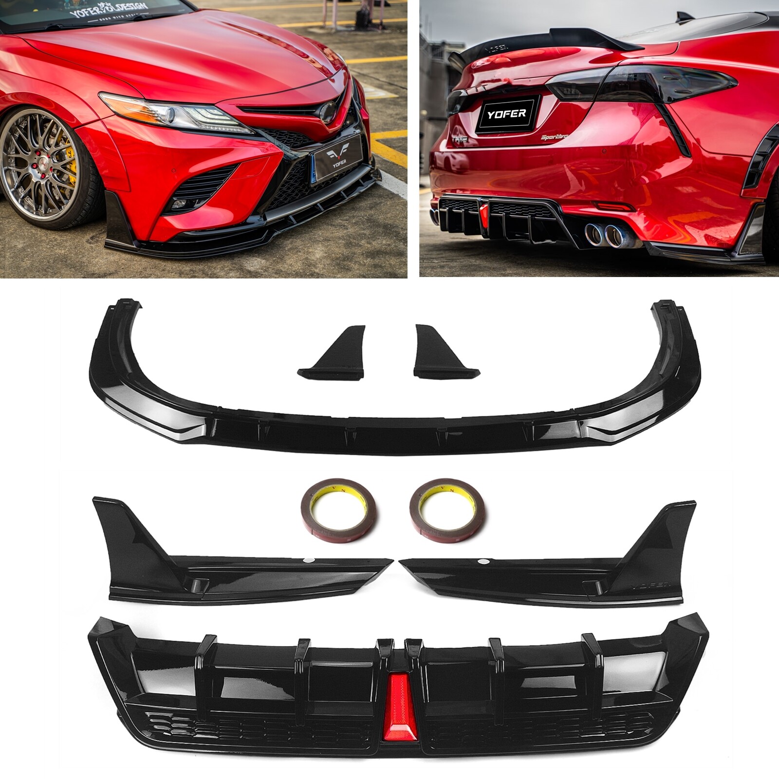 For Toyota Camry SE XSE 2018-2024 YOFER Gloss Black Front Lip Rear ...