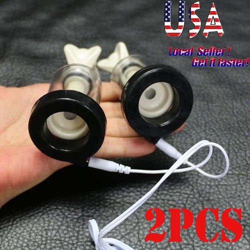 1-Pair Female E-stim Nipple Suction Breast Vacuum Pump Cups Rotary Sex ...