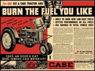 1937 J.I. Case NEW Metal Sign: Case Motor Lift Tractors - Burn the Fuel ...