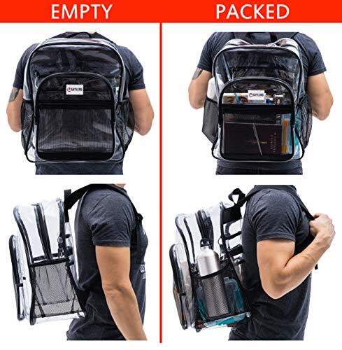 SHYLERO Clear Backpack For Work XL Heavy Duty School Bookbag has TSA ...