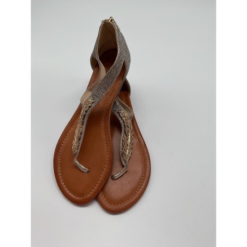 Jessica Simpson Gold Sandals Thong Ankle Strap Sparkle Detail Size 9.5 ...