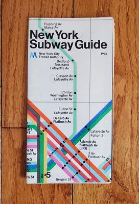 1976 NYC SUBWAY MAP GUIDE MASSIMO VIGNELLI COLLECTIBLE BMT IND IRT NY ...