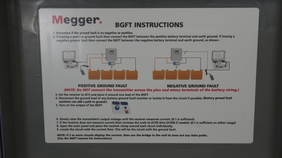 Megger BGFT Battery Ground-Fault Tracer, 110/220V, 50/60Hz with 30595 ...