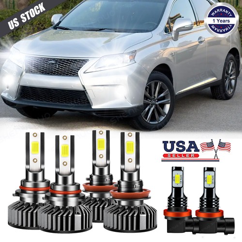 For Lexus RX350 2010-2015 LED High Low Beam Headlight Fog Light Bulbs ...