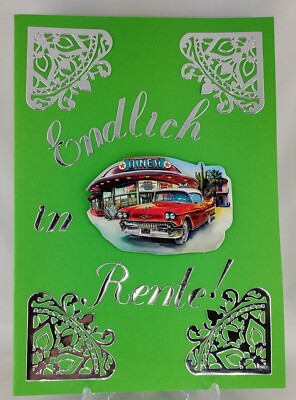 Endlich in Rente ! / Kartenkunst XXL-Karte A4 / Handarbeit / Unikat ...