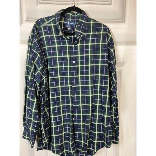 Ralph Lauren Plaid button down Blake Collection blue/green XL | eBay