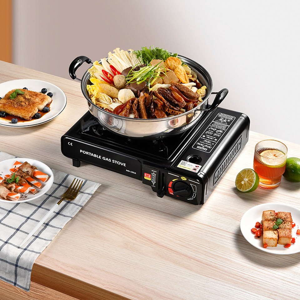 1-Burner Butane Stove 8000 BTU Portable Camping Stove Push-Button ...