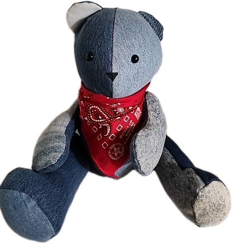 Vintage Blue Jeans Denim Stuffed Plush Jointed Cloth Teddy Bear Stuffie ...