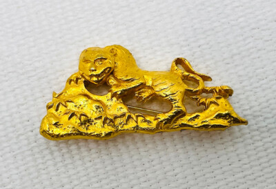 Vintage MFA Museum of Fine Arts Signed Gold Tone Crouching Tiger Pin ...