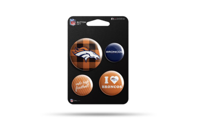 Denver Broncos NFL Round Button Pins 4 Pack FREE SHIP! | eBay