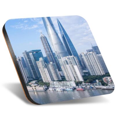1x Square Coaster 12cm Shanghai Cityscape Skyline China #63259 | eBay UK