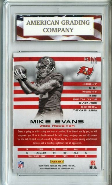 2014 Panini Rookie & Stars Longevity #175 Mike Evans Rookie Card AGC 10 ...