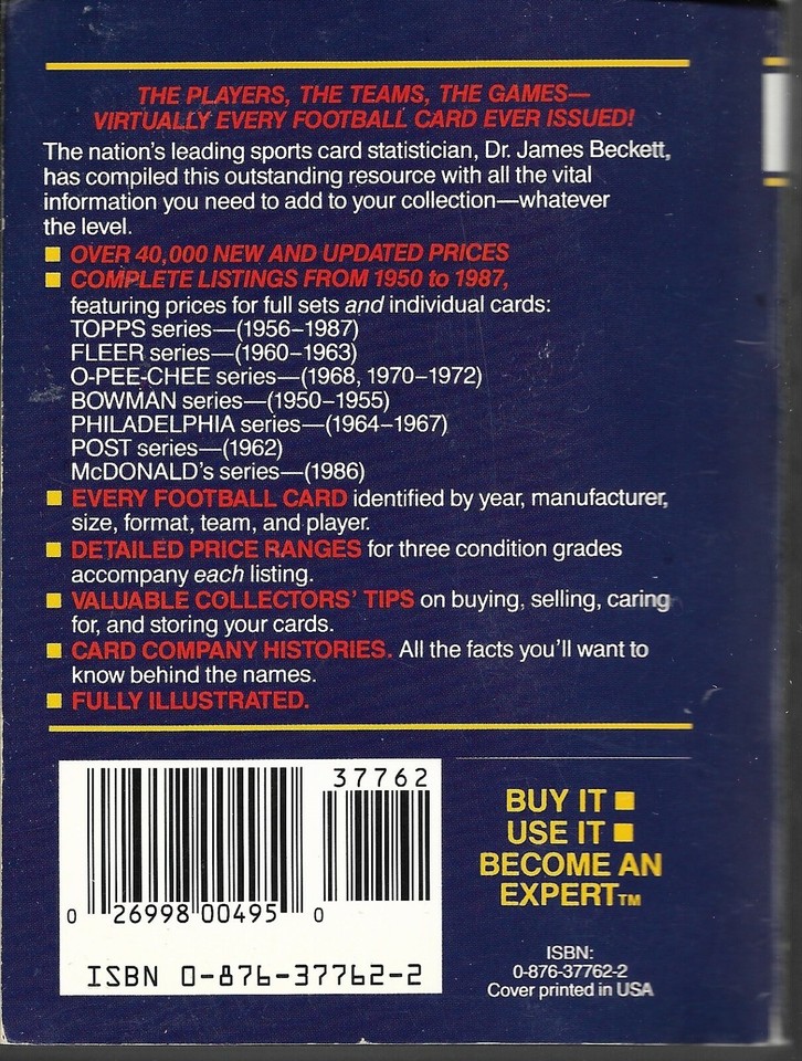 1989 Beckett Football Official Pocket Price Guide 8th Edition Vintage ...