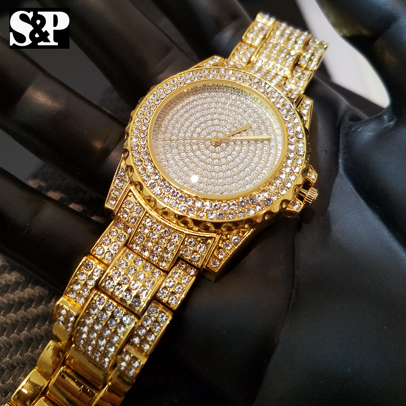 MEN'S HIP HOP FULL ICED LAB DIAMOND WATCH & CUBAN BRACELET COMBO SET | eBay