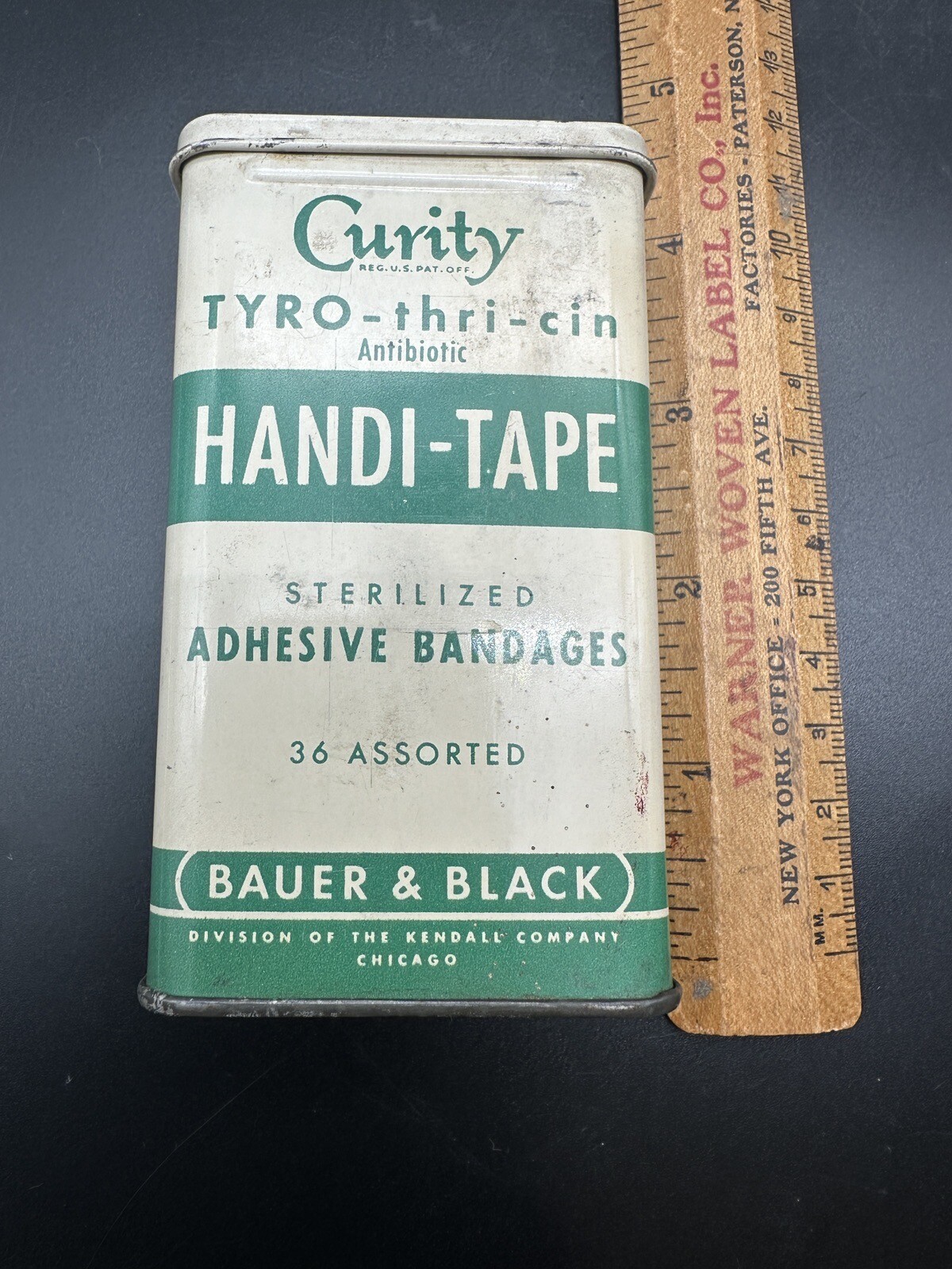 Vintage Curity Handi-Tape Tin Bauer & Black Adhesive Bandages w/One ...