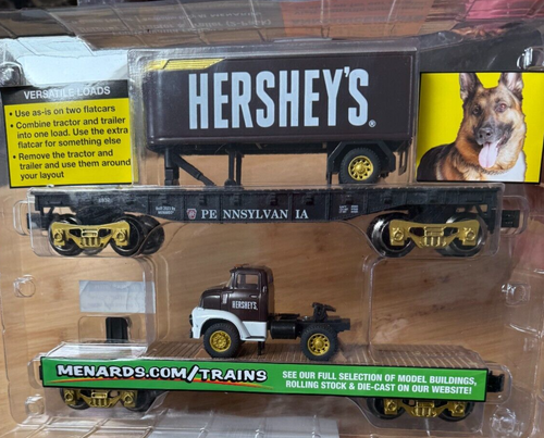 Menards Hershey Gold Line Penn Flatcars W/Hershey Tractor & Trailer New ...