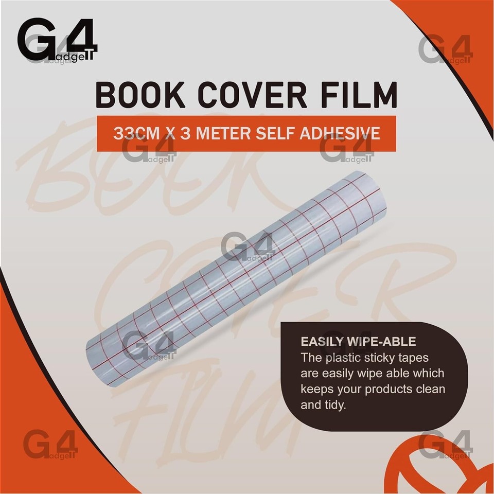 G4GADGET Book Cover Film Self Adhesive Book Covering Film Clear Sticky ...