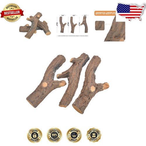 Lightweight Ceramic Fireplace Logs - Elegant Decor for Outdoor & Indoor ...
