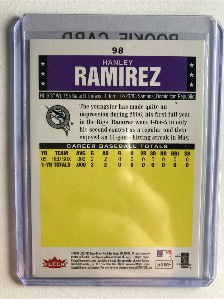 Hanley Ramirez 2006 Fleer Tradition Baseball - #98 RC - Miami Marlins ...