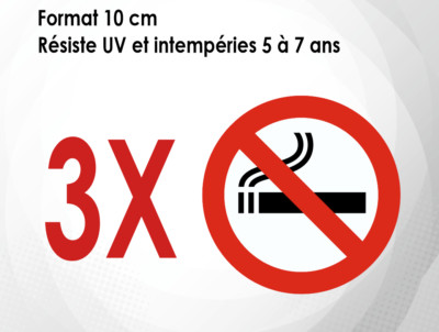 3 stickers autocollant (10 CM) interdit fumer interdiction (M035) | eBay