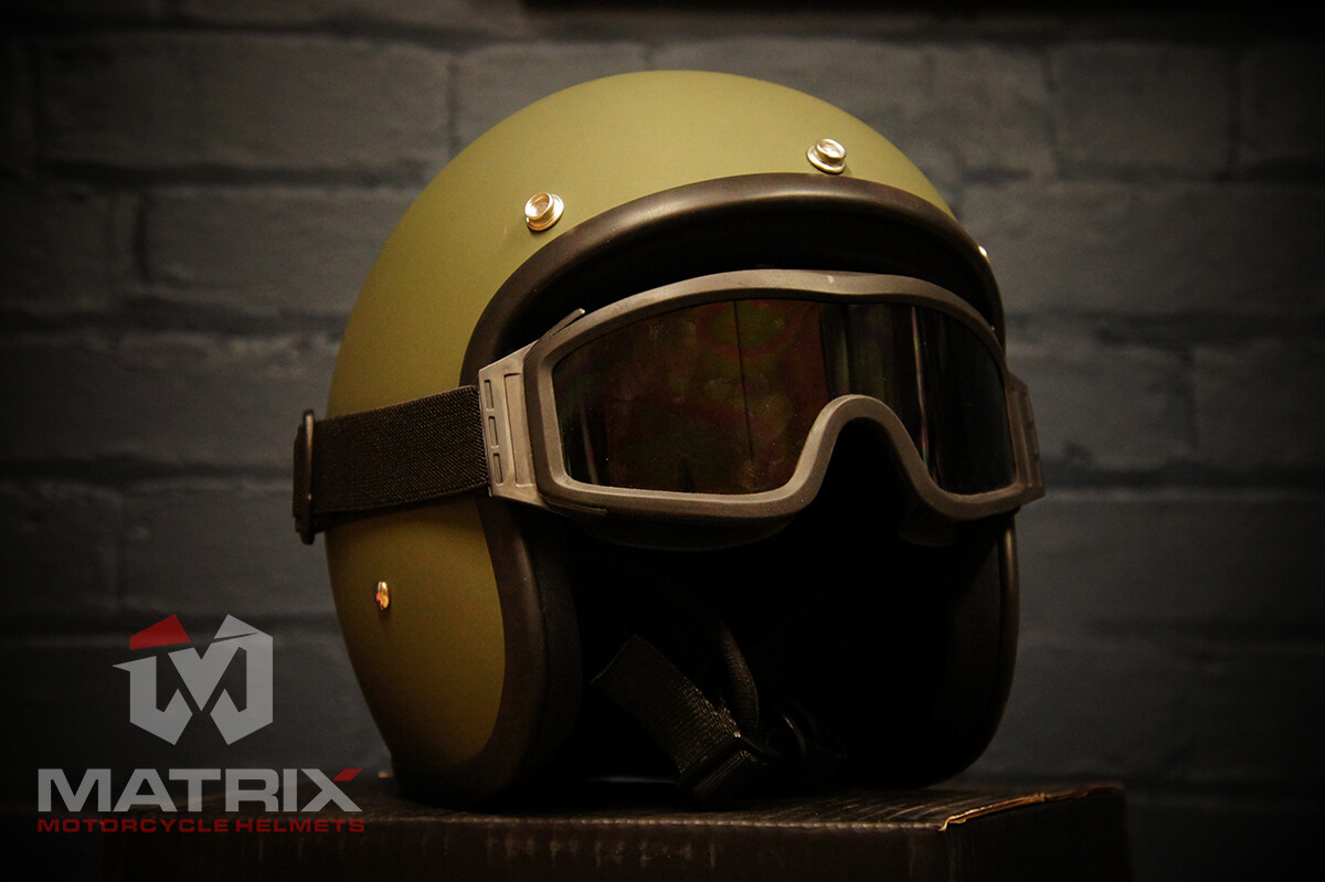 Matrix Jet Low profile Open Face helmet in Matt Camo Green Slim fit | eBay