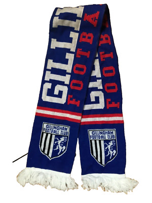 GILLINGHAM FC FOOTBALL SCARF BAR SCARF KENT ENGLAND BLUE/WHITE OFFICIAL ...