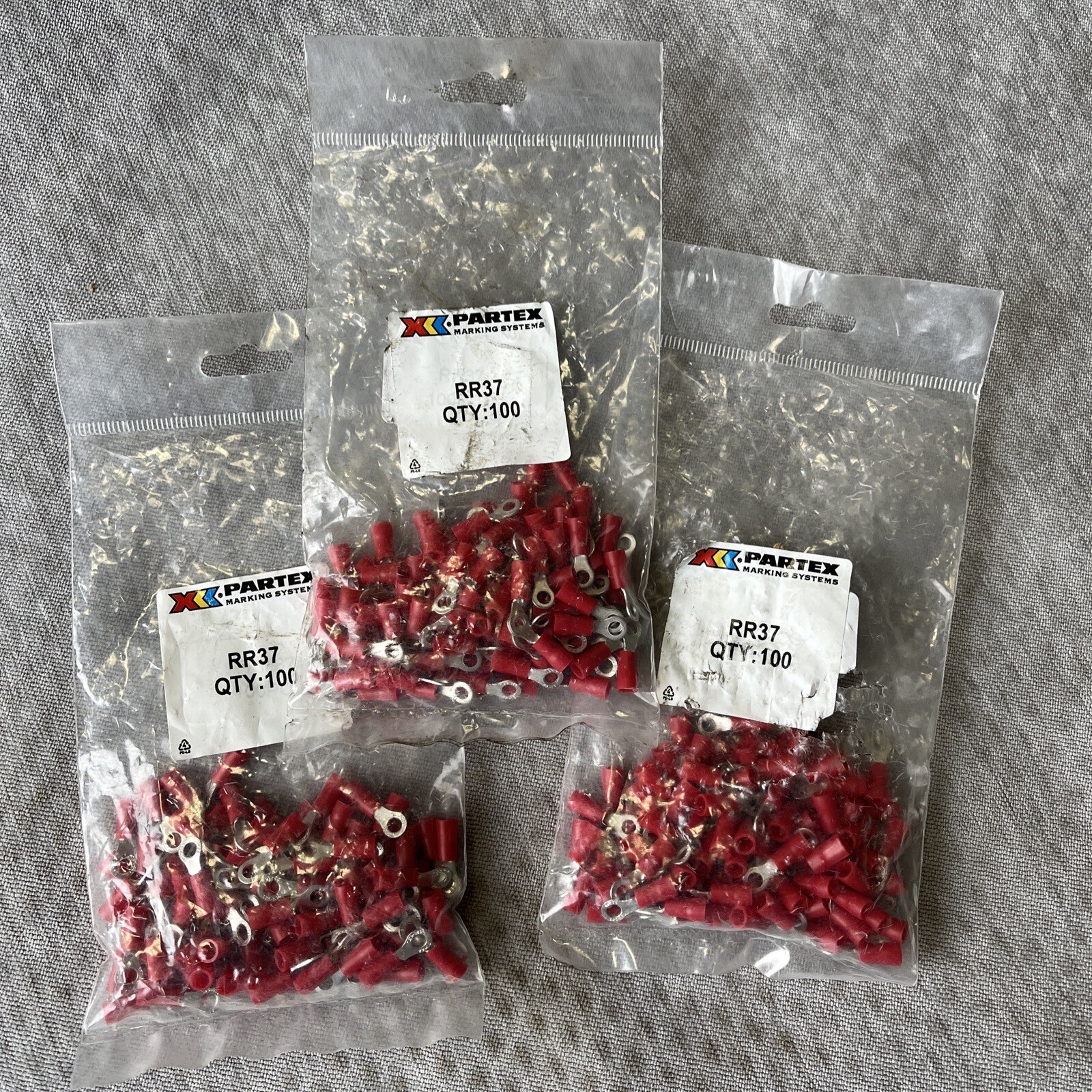 100x Pre Insulated Crimp Terminals Copper PVC Ring Type Wire Connector ...