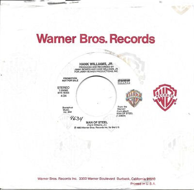 HANK WILLIAMS JR. Man Of Steel rare promo 45 from 1983 | eBay
