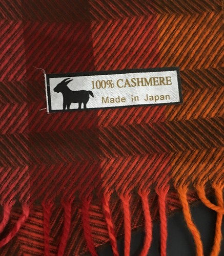 Women's 100% CASHMERE Multicolor Plaid Print Scarf-Made in Japan, 66"L ...