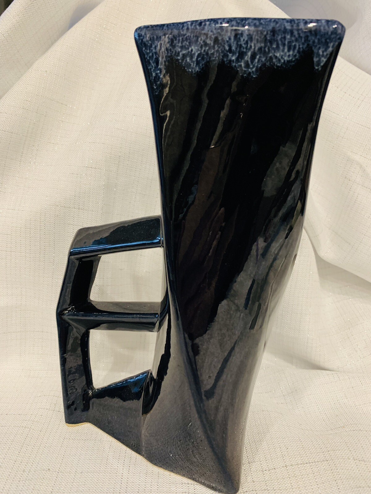 Vintage Modernist VAN BRIGGLE Angled Vase Volcanic Drip Glaze Rim Art ...