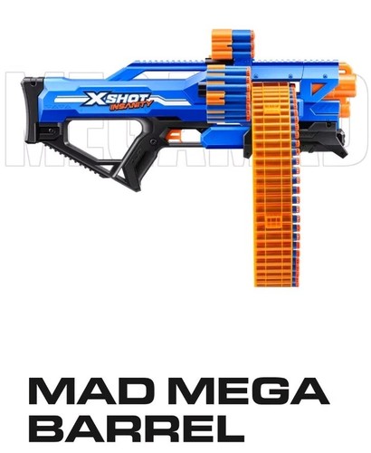Zuru X Shot Insanity Mad Mega Barrel 300 darts Motorized Rage Fire ...