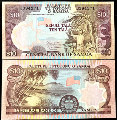 Samoa 10 Tala 2002 P34b Banknote World Paper Money UNC Currency Bill ...