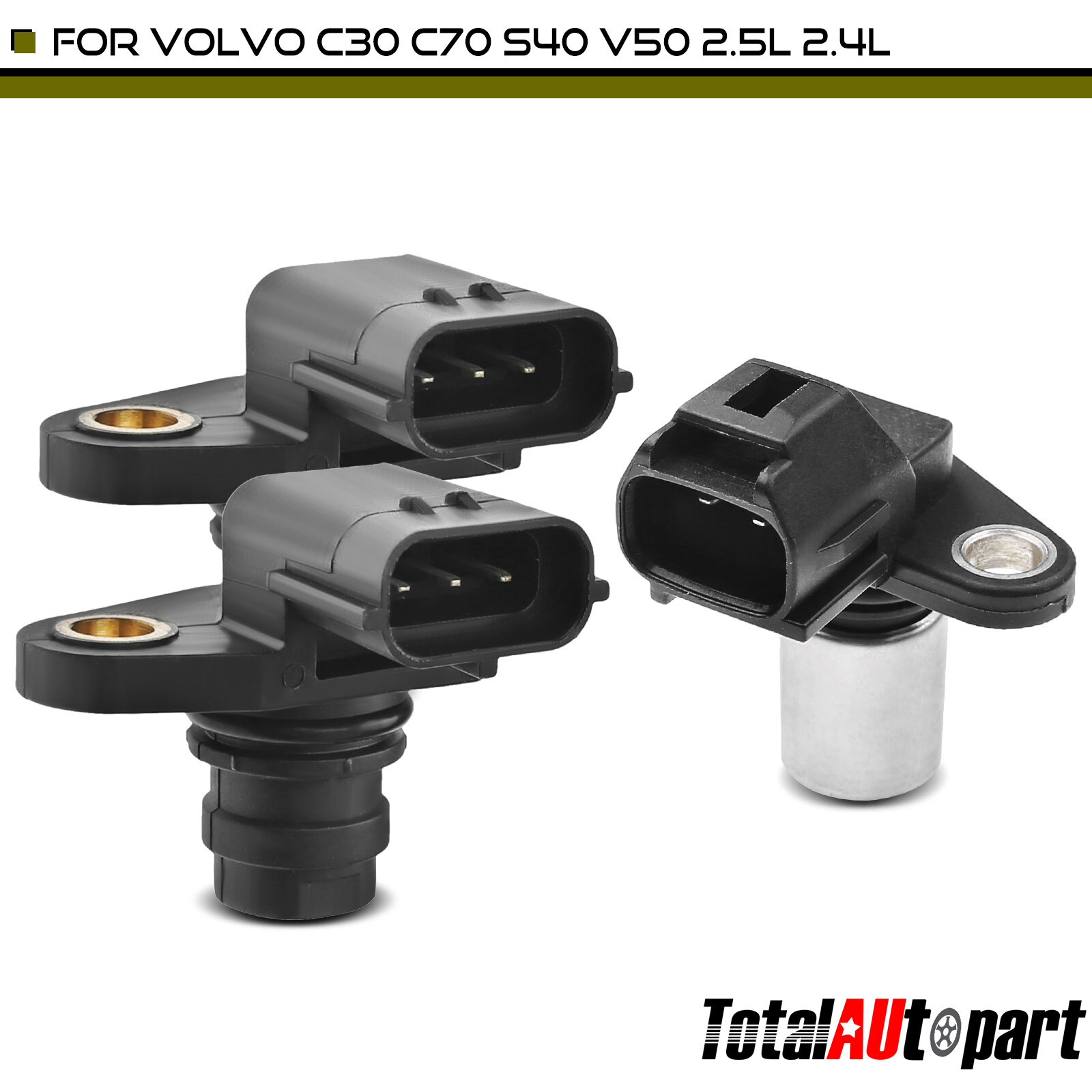 2Pcs Camshaft & 1x Crankshaft Position Sensor for Volvo C30 08-09 C70 ...