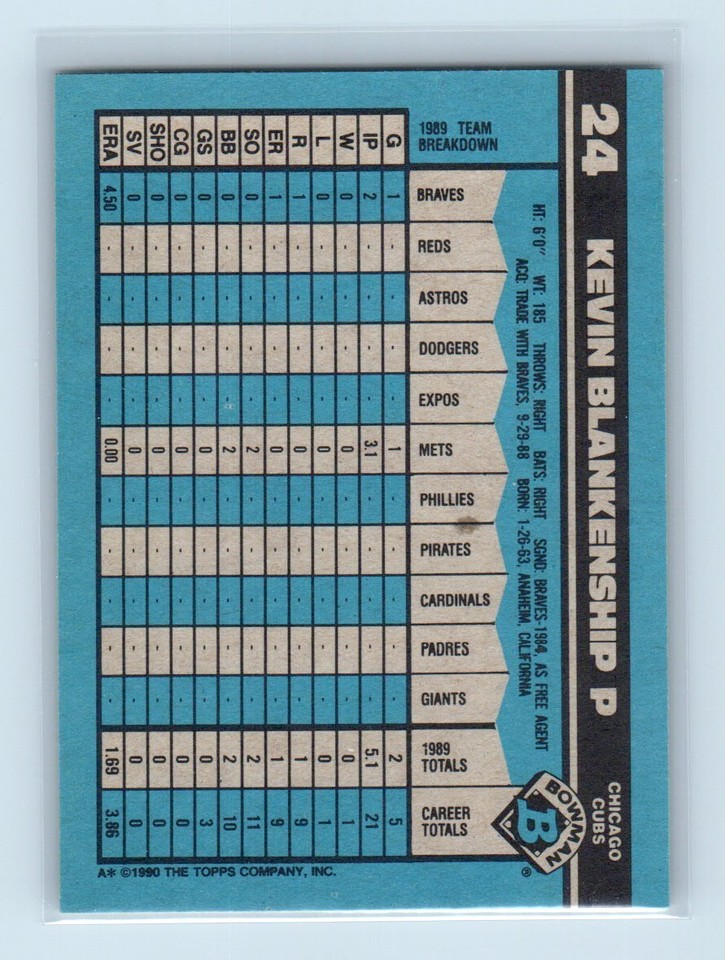 1990 Bowman Kevin Blankenship Chicago Cubs #24 | eBay