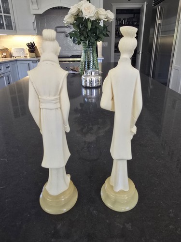 Vintage Golden Crown E&R Italy Asian Figurines – 11” Ivory Resin Pair ...