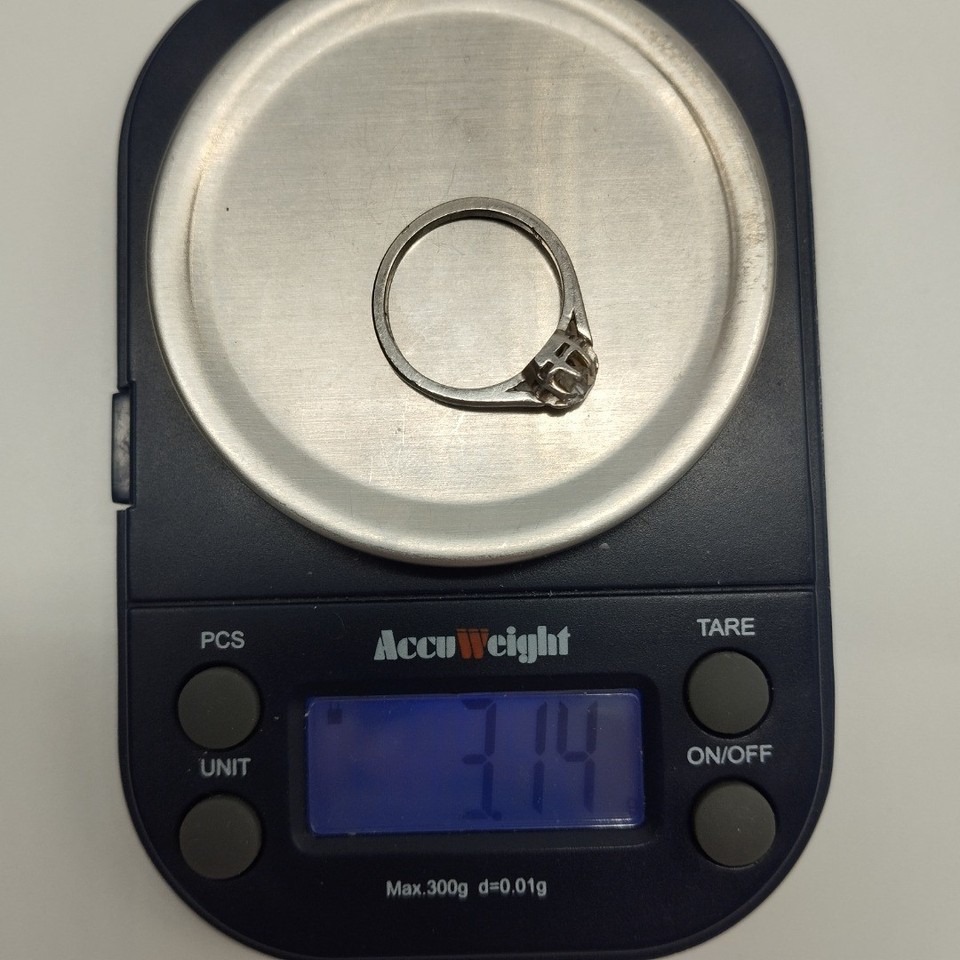 Diamond Engagement Ring White Metal Stamped Plat Size J 1/2 3.14g RMF22 ...