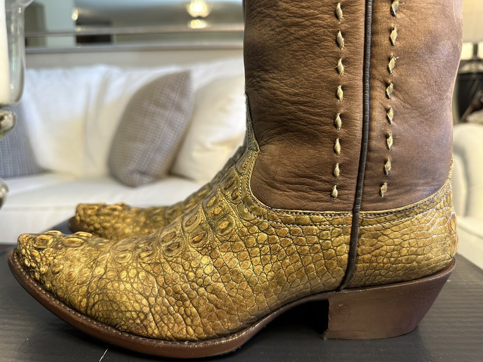 Stallion Men's Custom Exotic Natural Alligator Head Cut Buck Stitch ...