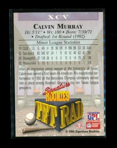 1994 SIGNATURE RC TETRAD AUTOGRAPH Baseball Card XCV CALVIN MURRAY ...