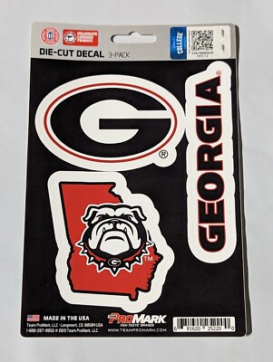 Georgia Bulldogs 3-Pack Découpé Décalques Stickers Drap Mesure 12.7cm x ...
